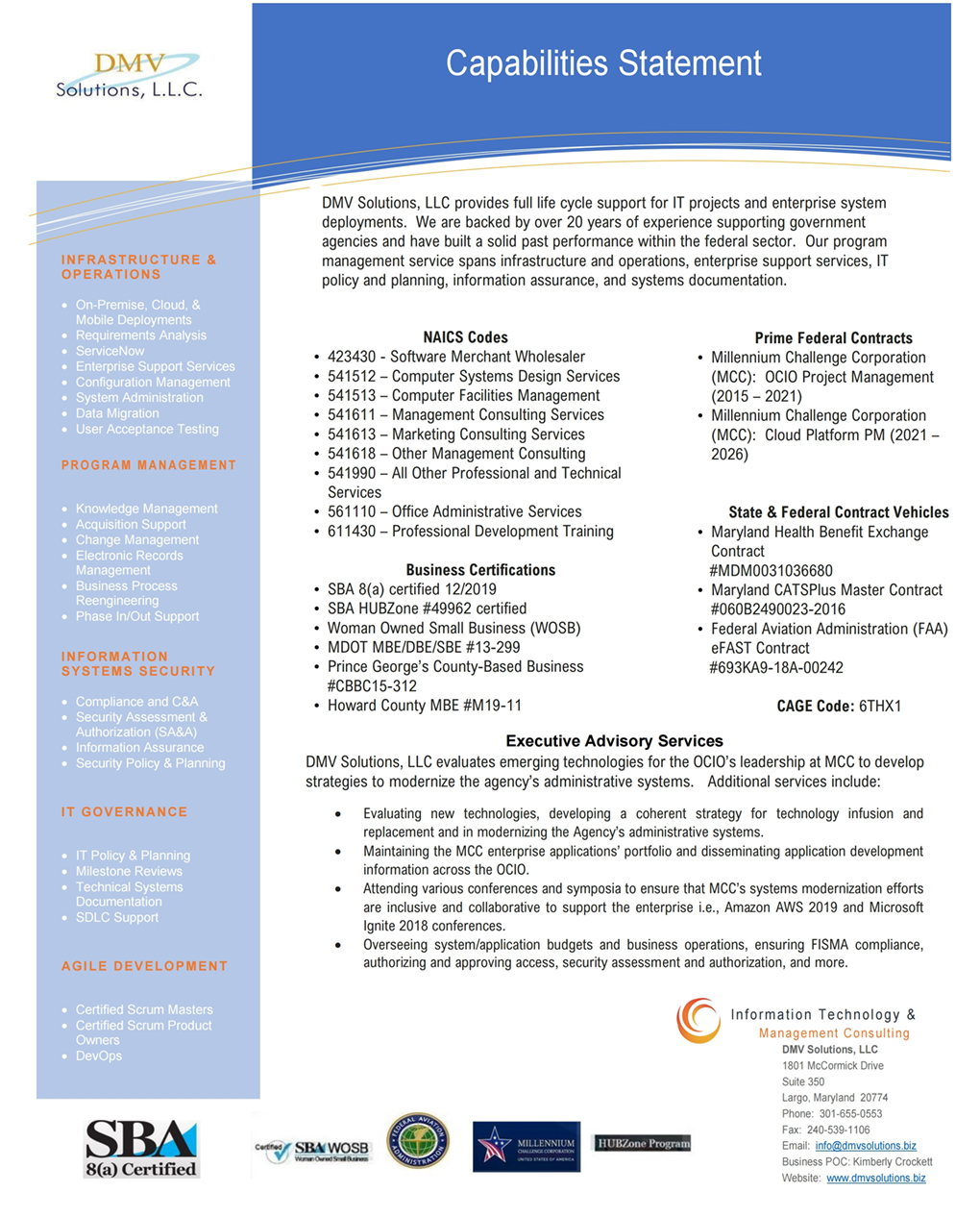 Capabilities Statement | DMV Solutions